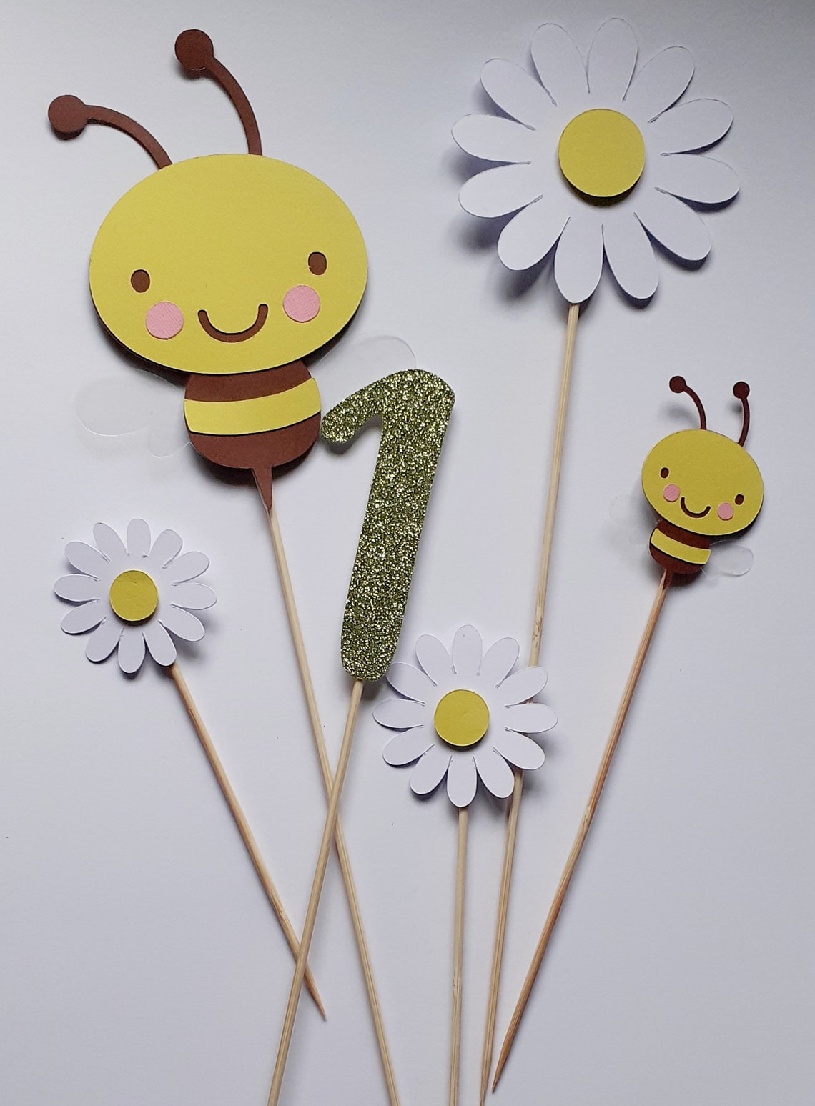 Bee Cake Topper Bee & Daisy Cake Topper Bees and Flowers Cake | Etsy
