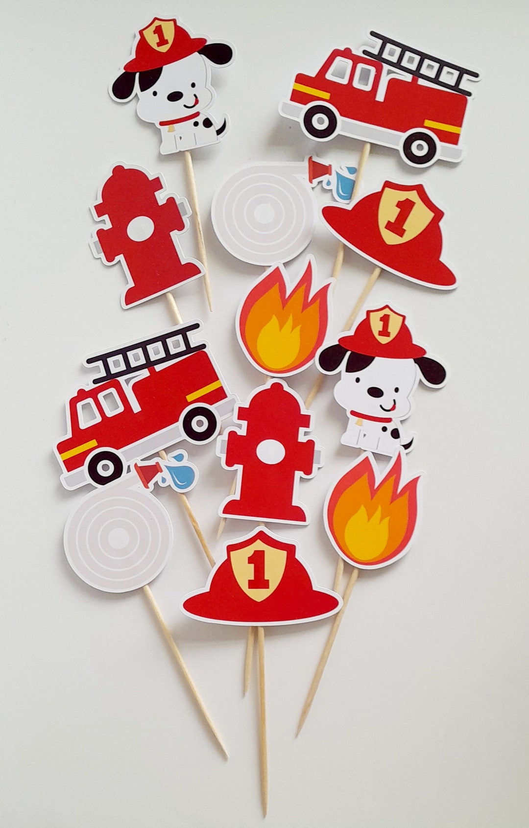 Fire Dog Themed Cupcake Toppers Fire Engine Food Picks 12 Pack - Etsy