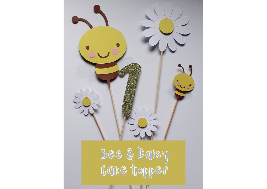 Bee Cake Topper Bee & Daisy Cake Topper Bees and Flowers Cake Topper ...
