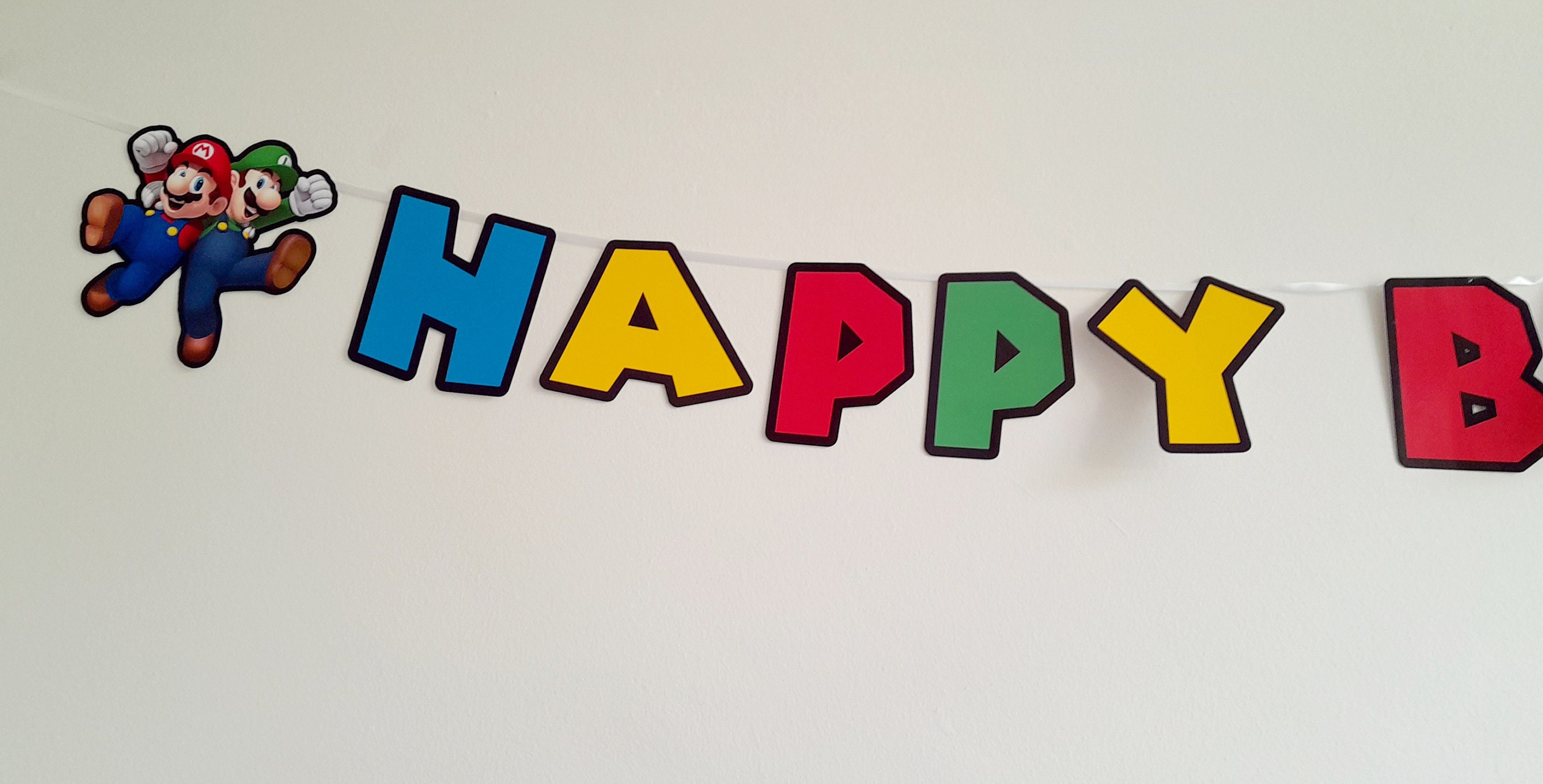 Mario Happy Birthday Banner Mario Banner Mario Party Mario - Etsy UK
