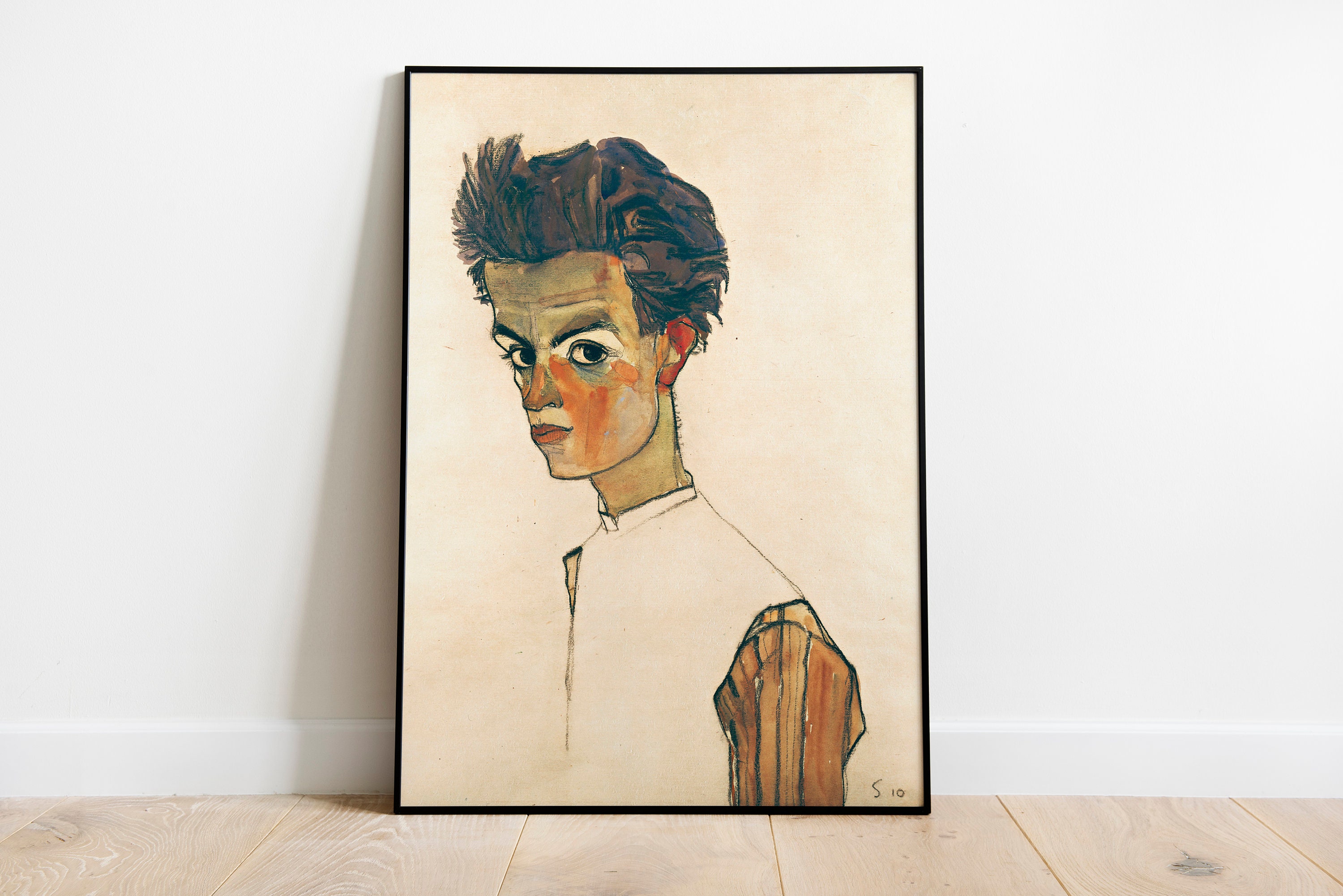 Egon Schiele Self Portrait Drawing