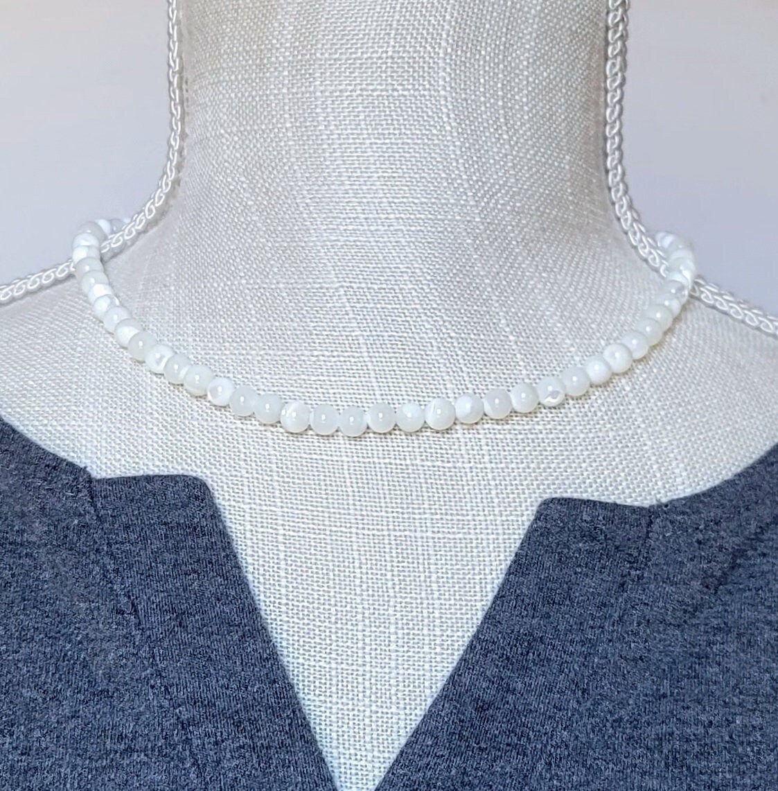 Collar de perlas de plata de ley para mujer, collar de gargantilla de ...