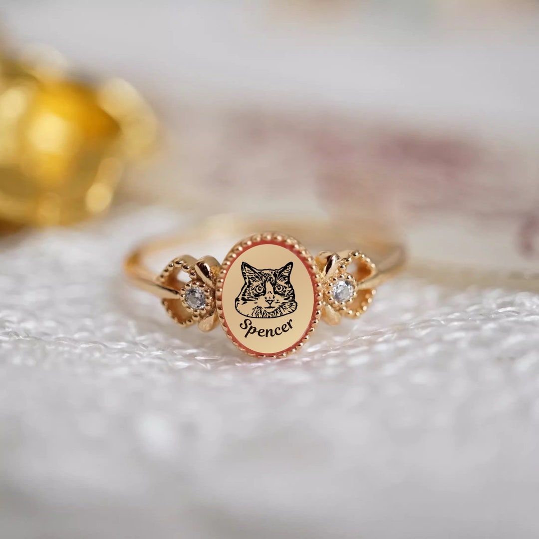 Custom Pet Memorial Ring, Pet Keepsake, Birthstone Ring, Sterling ...