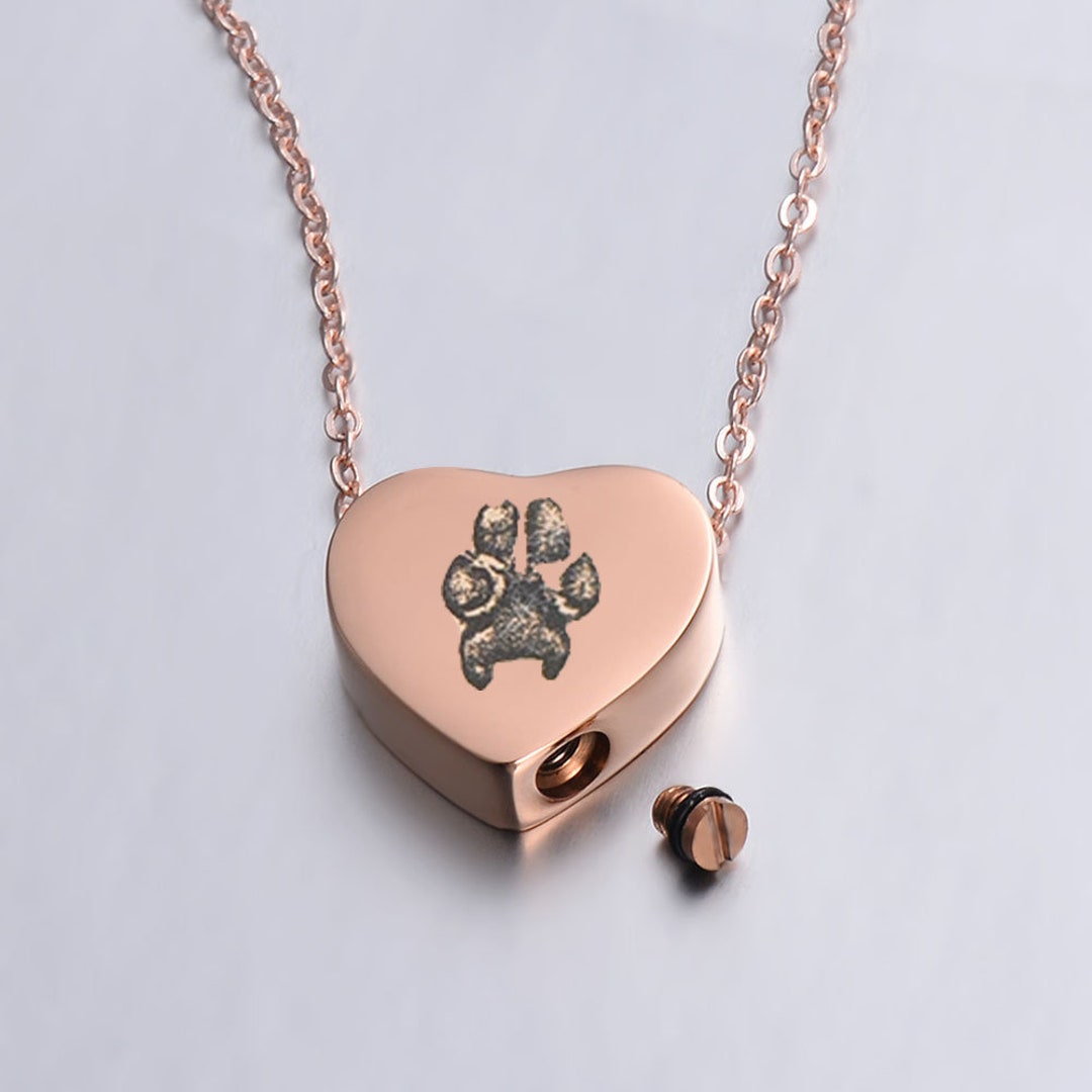 Pet Urn Necklace, Dog Urn Necklace, Paw Print Necklace, Pet Ashes ...
