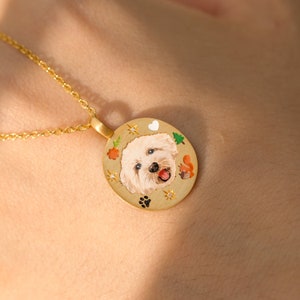 Custom Dog Charm Necklace, Dog Keepsake, Enamel Necklace, Personalized ...