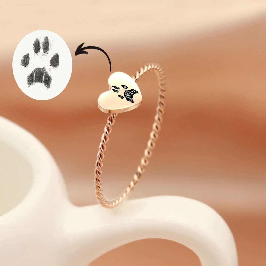 Custom Paw Print Ring, Minimalist Ring, Pet Memorial Ring, Dog Memorial ...