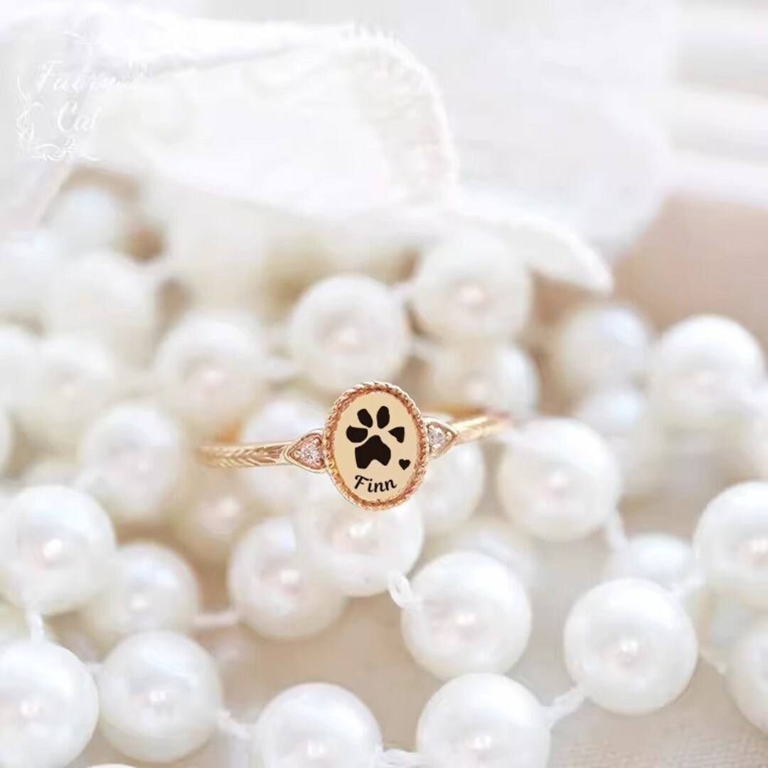 Custom Paw Print Ring, Pet Memorial Ring, Birthstone Rings for Women ...