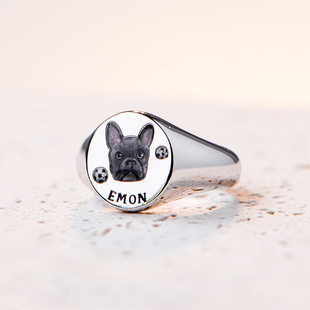 Dog Memorial Ring, Custom Dog Jewelry, Colorful Enamel Painting Ring ...