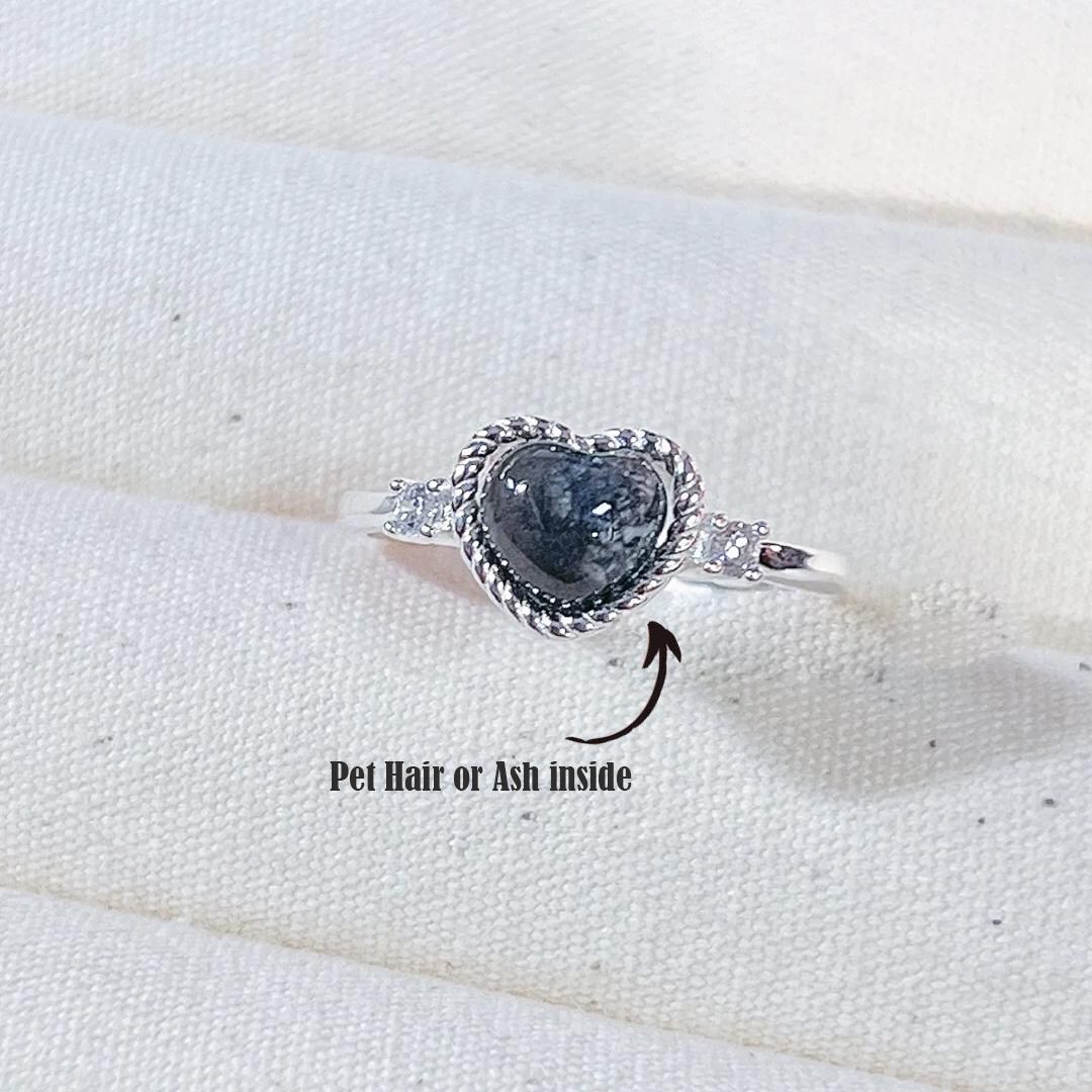 Custom Heart Ring, Pet Fur Ring, Pet Urn Ring, Pet Hair Keepsake ...
