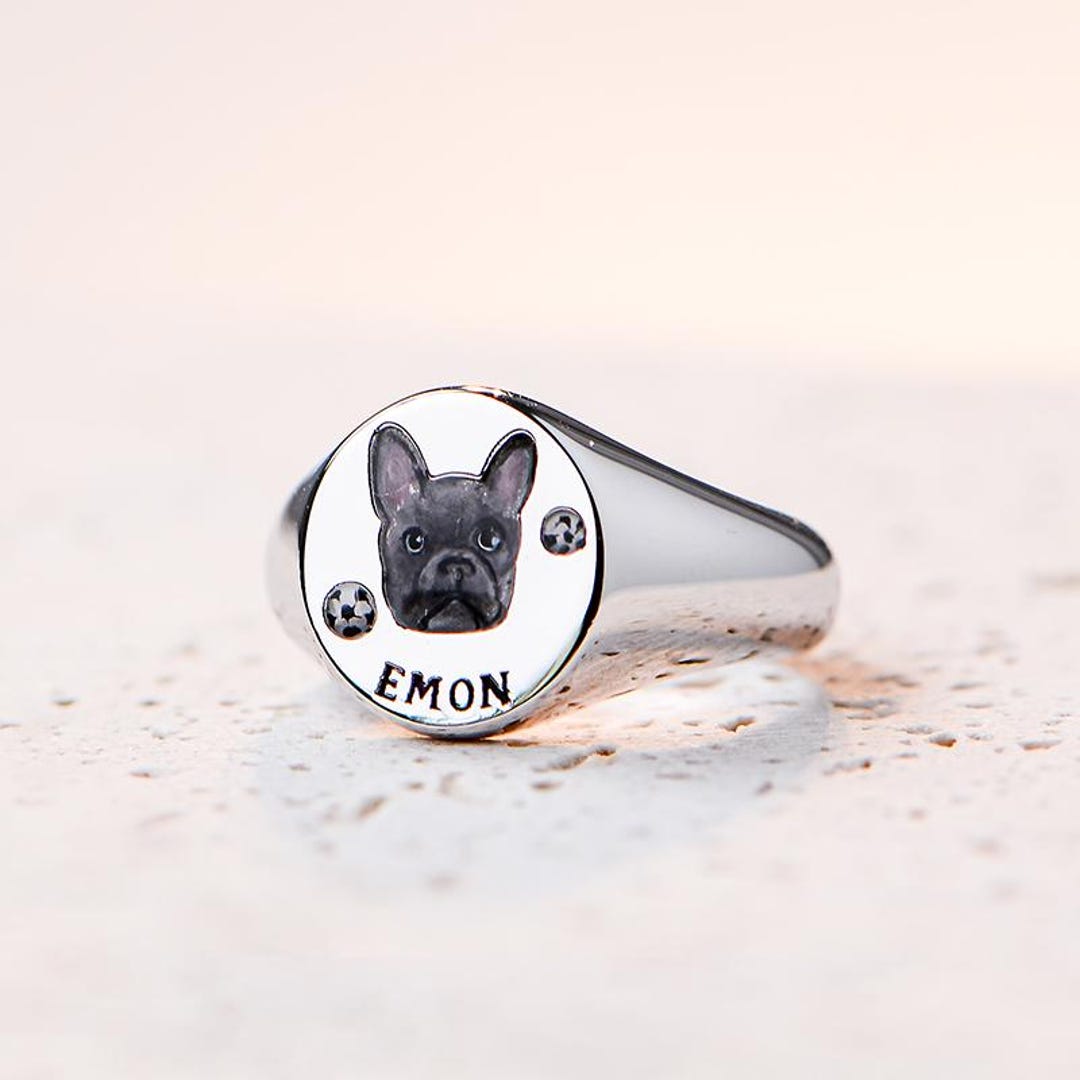 Personalized Dog Memorial Ring, Enamel Ring, Dog Memorial, Pet Jewelry ...