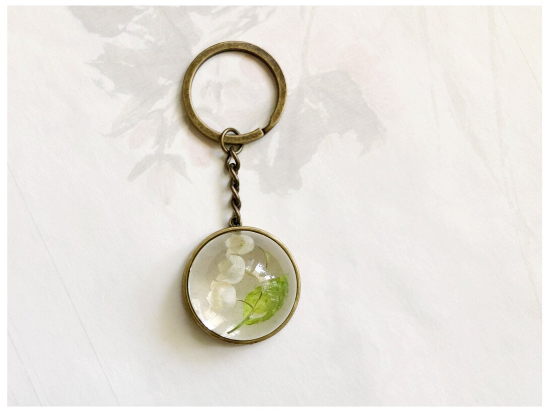 2 Pcs Lily of Valley Keychain, Real Flower Keychain, Birth Flower ...