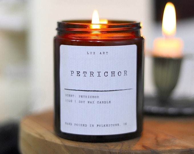 Petrichor Scented Soy Wax Candle, the Smell of Earth After Rain, Storm ...