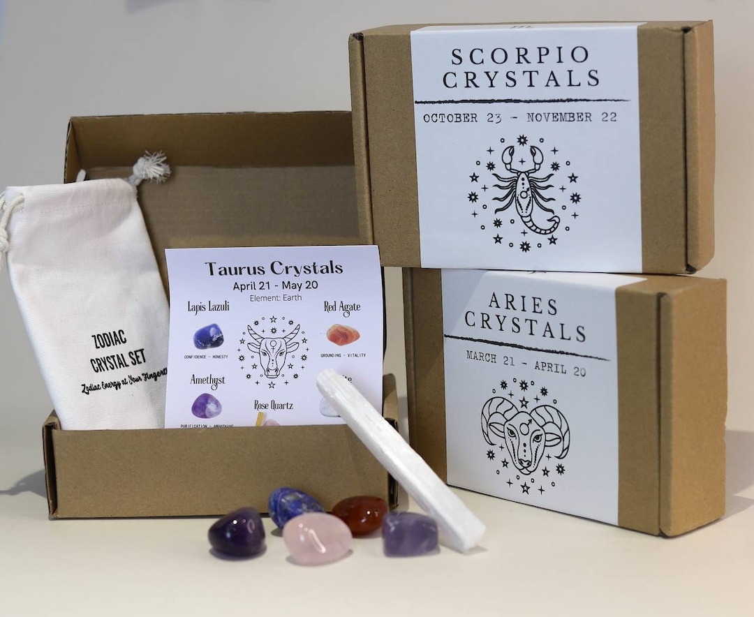 Zodiac Crystal Set 12 Zodiac Signs Crystal Set, Birthstones, Astrology ...