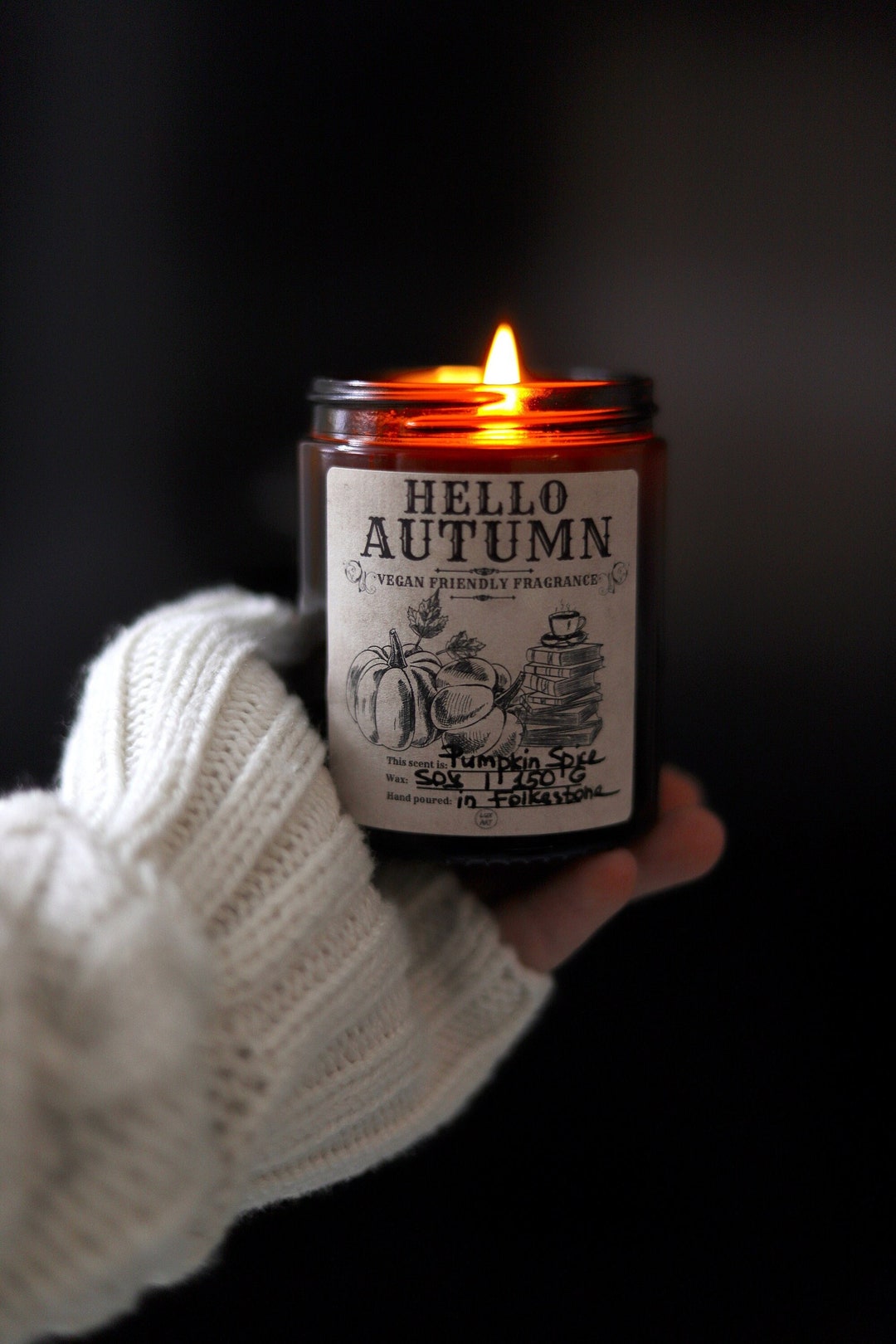 Hello Autumn Soy Wax Scented Candle, Apothecary Candle, Pumpkin Spice ...