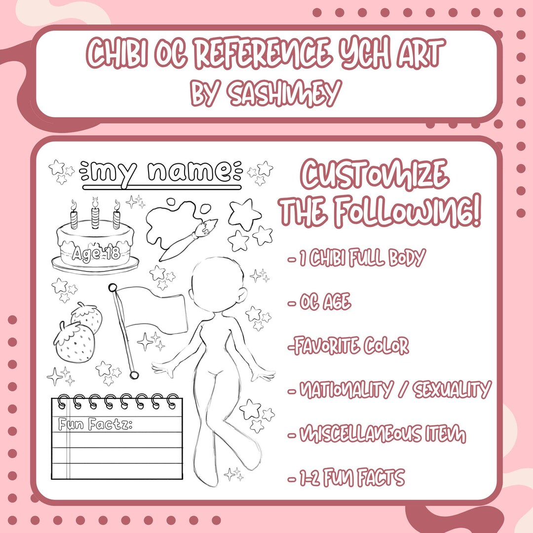 Chibi OC YCH Reference Sheet by Sashimey FEMALE - Etsy