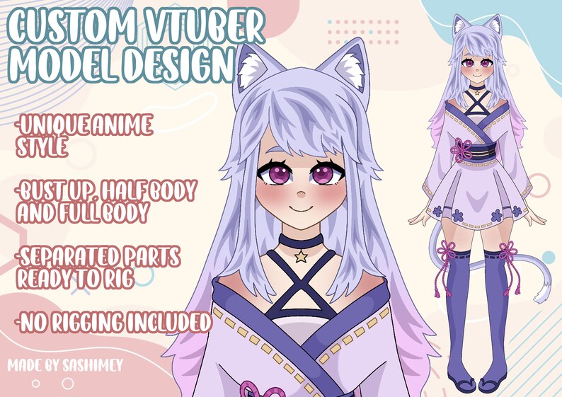 Custom Vtuber Model Design Live 2D Model Ready for Rigging - Etsy Canada