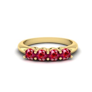 Ruby Wedding Band/ 14k Gold Ruby Ring/ Ruby Anniversary Band / Genuine ...