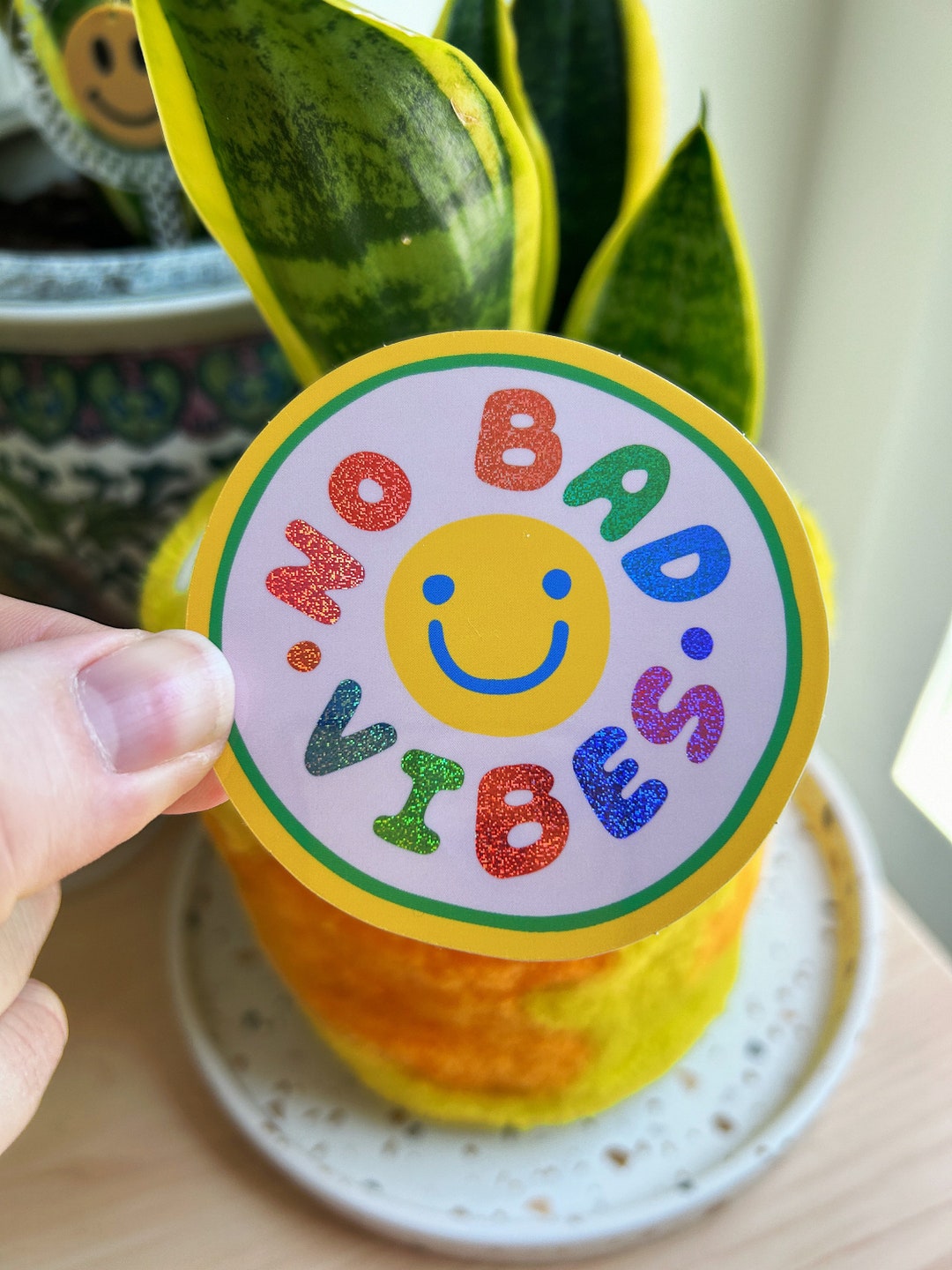 Smiley Face No Bad Vibes Pixie Dust Vinyl Sticker - Etsy