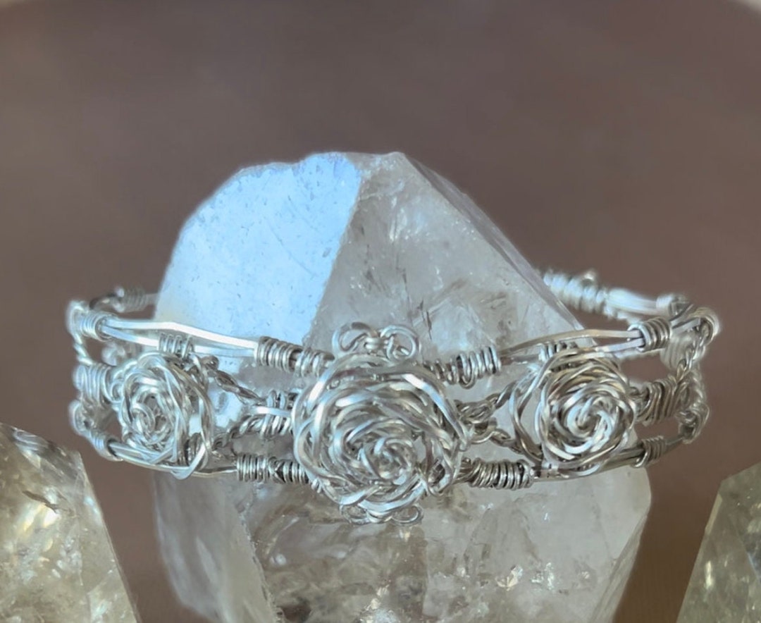 Sterling Silver Rose Bracelet - Etsy