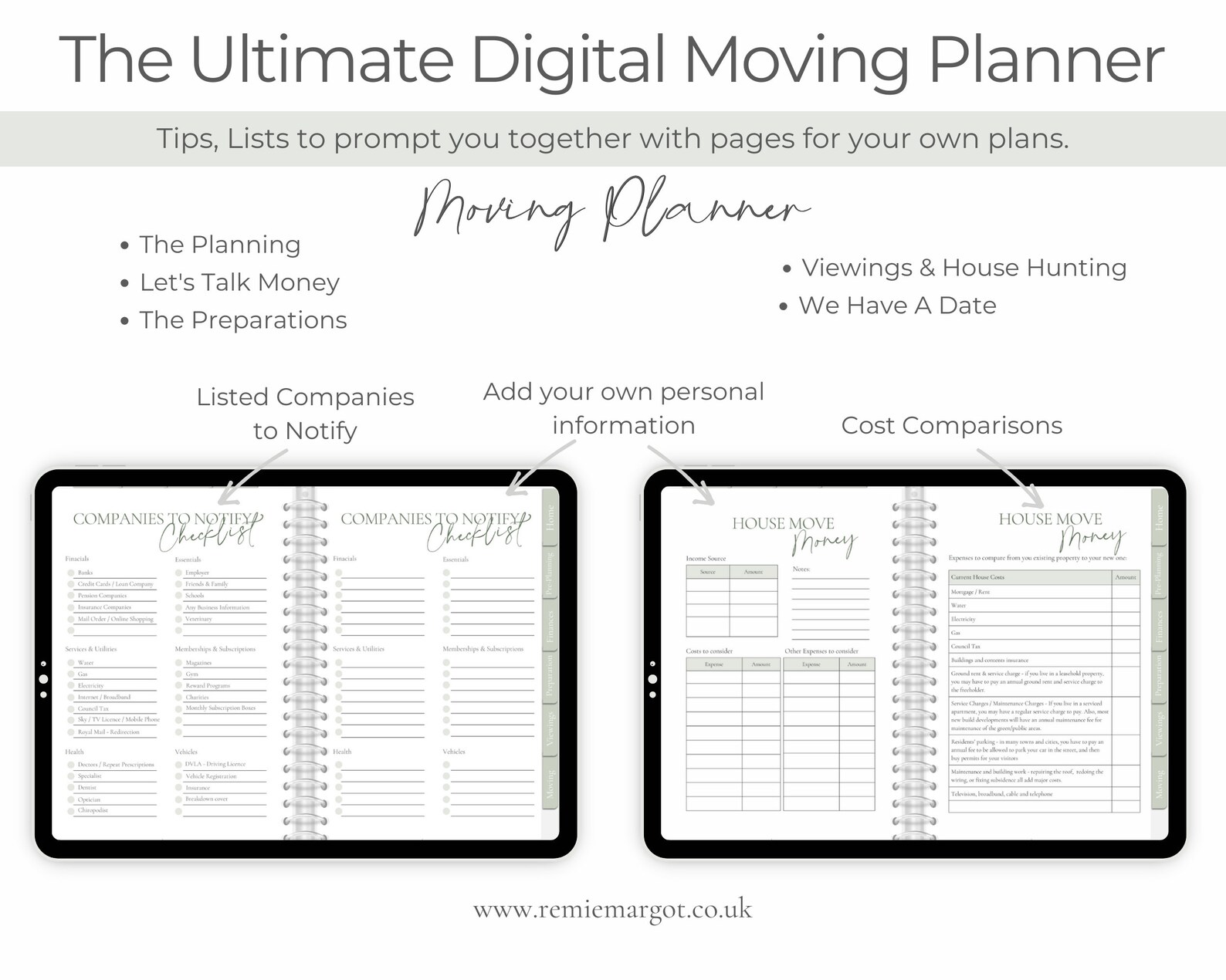 Digital Moving Planner | Digital Relocation Planner I Home Move Planner ...