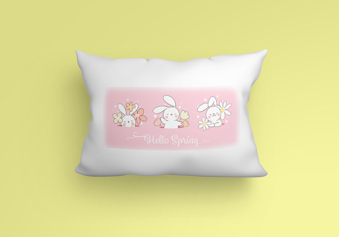 Childrens Cute Bunny Hello Spring Pillow Case - Etsy