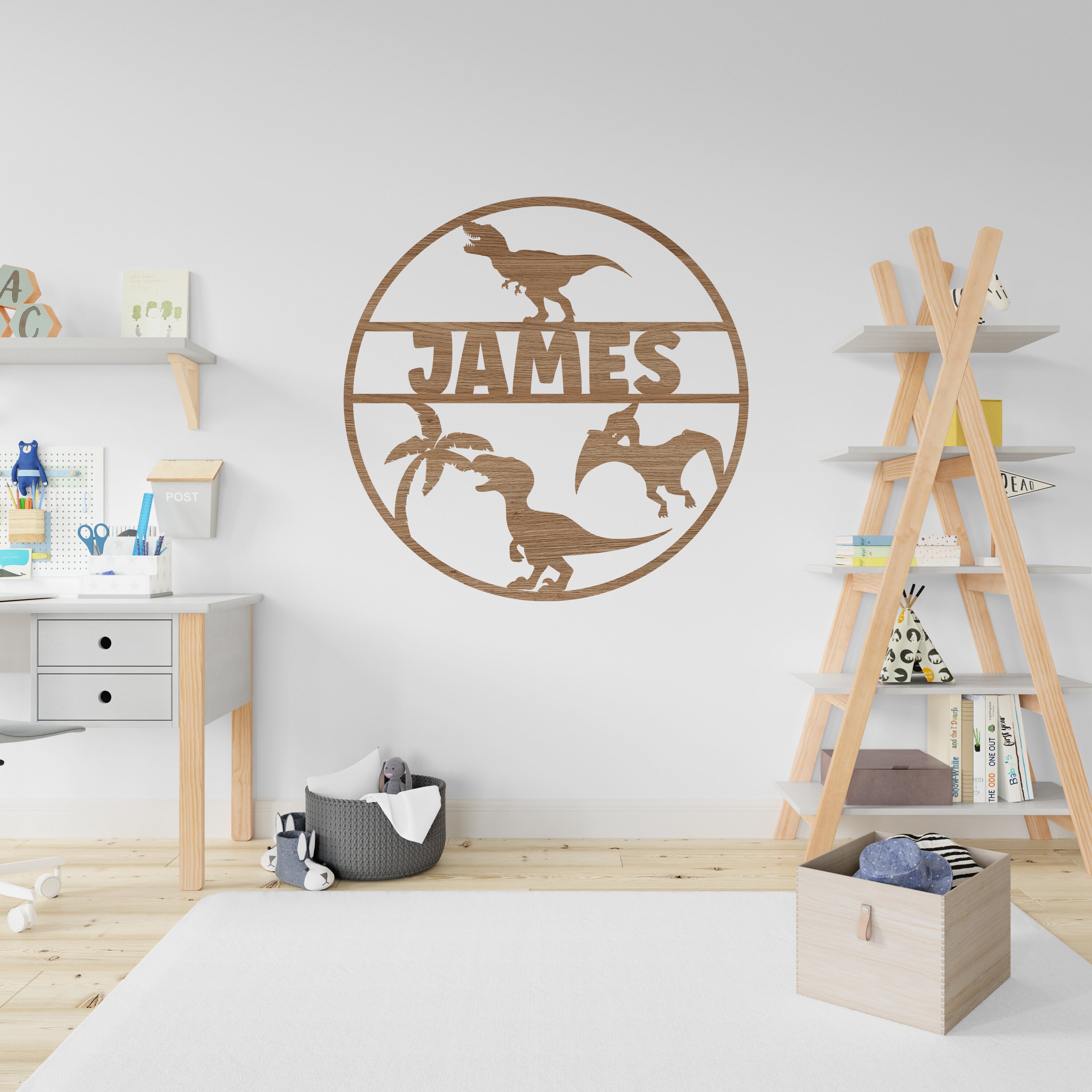 Personalized Dinosaur Wall Art Cut File, Dinosaur Hanging Wall Decal ...