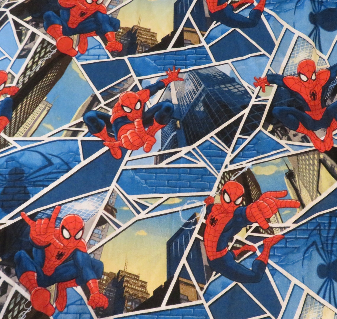 Spider Man Fabric, Superhero Fabric, Spiderweb Fabric, 100% Cotton ...