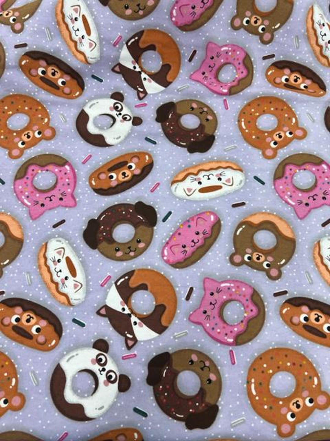 Donut With Cute Animals Design Fabric, Snuggle Fabric, Flannel Fabric ...