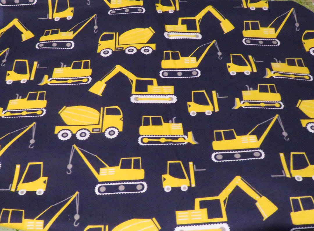 Construction Fabric, Flannel Fabric, Fabric by the Yard, Yellow ...