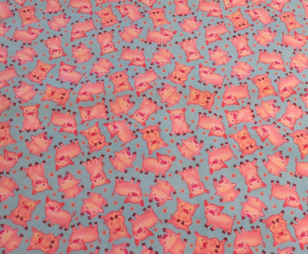 Pig Design Fabric, Super Snuggle Fabric, Pink Pig Design Fabric, Super ...