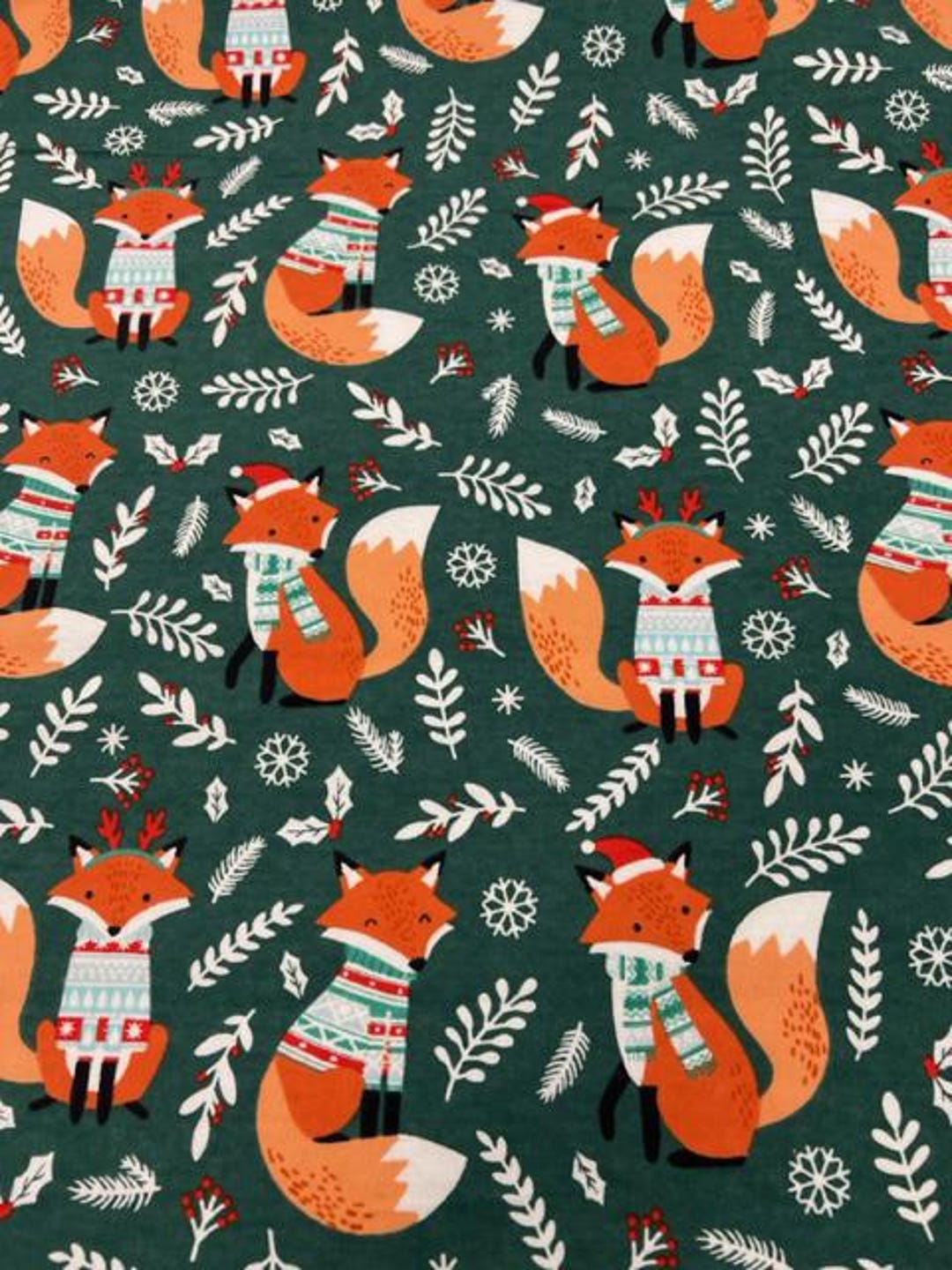 Foxy Design Fabric, 100% Flannel Fabric, Quilting Fabric, Beautiful ...