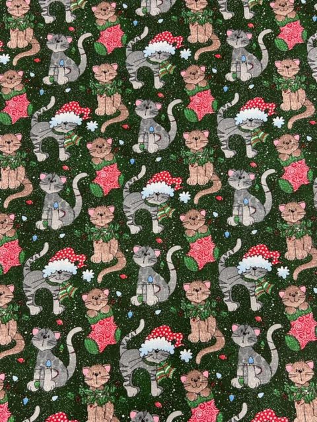 Cat Design Fabric, Holiday Cat Fabric, Beautiful Hat Fabric, Beautiful ...