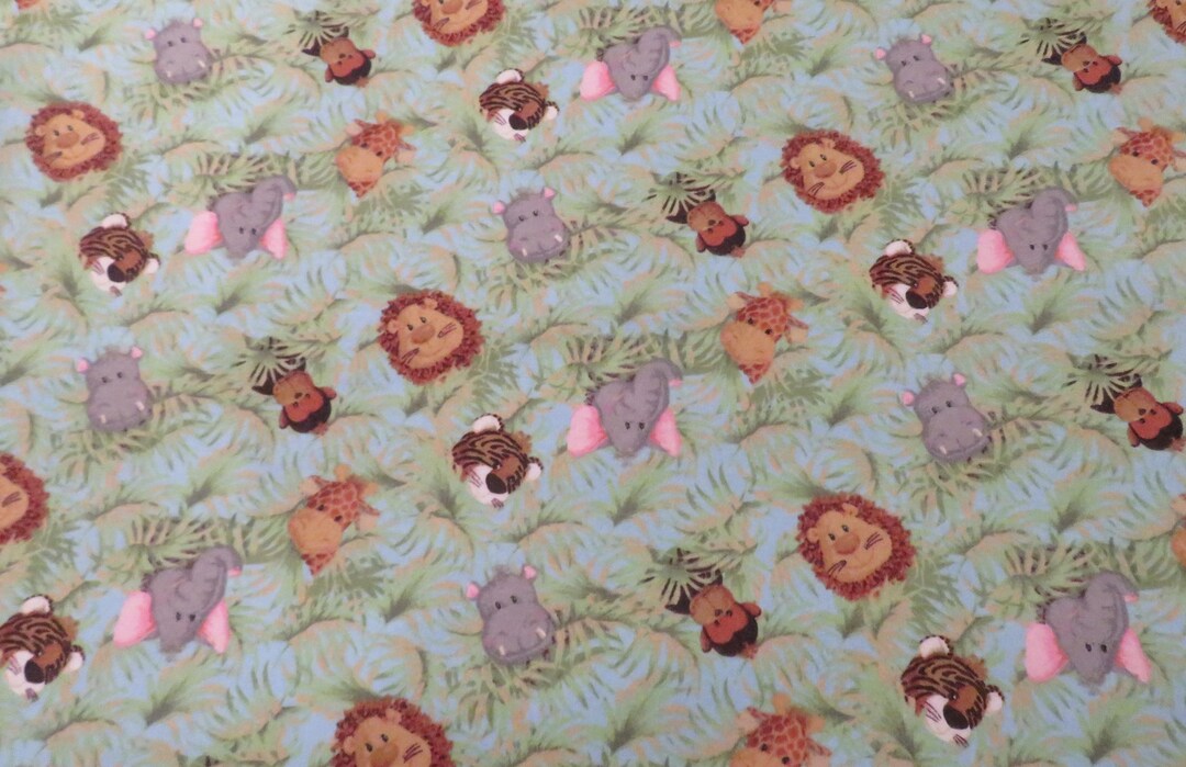 Zoo Animals Fabric, Cute All Animals Super Snuggle Fabric, 100% Cotton ...