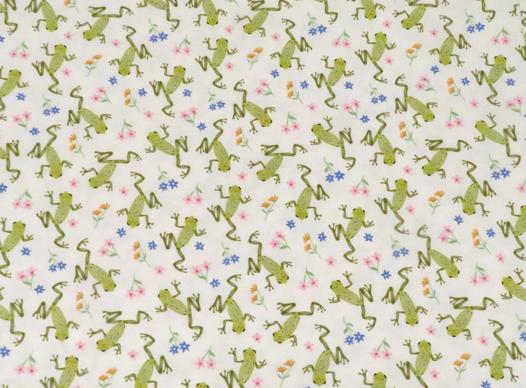 Frogs Flannel Fabric, Cute Green Frog Snuggle Fabric, Beautiful Frog ...