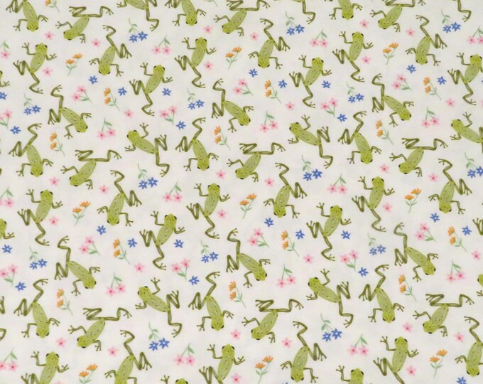 Frogs Flannel Fabric, Cute Green Frog Snuggle Fabric, Beautiful Frog ...