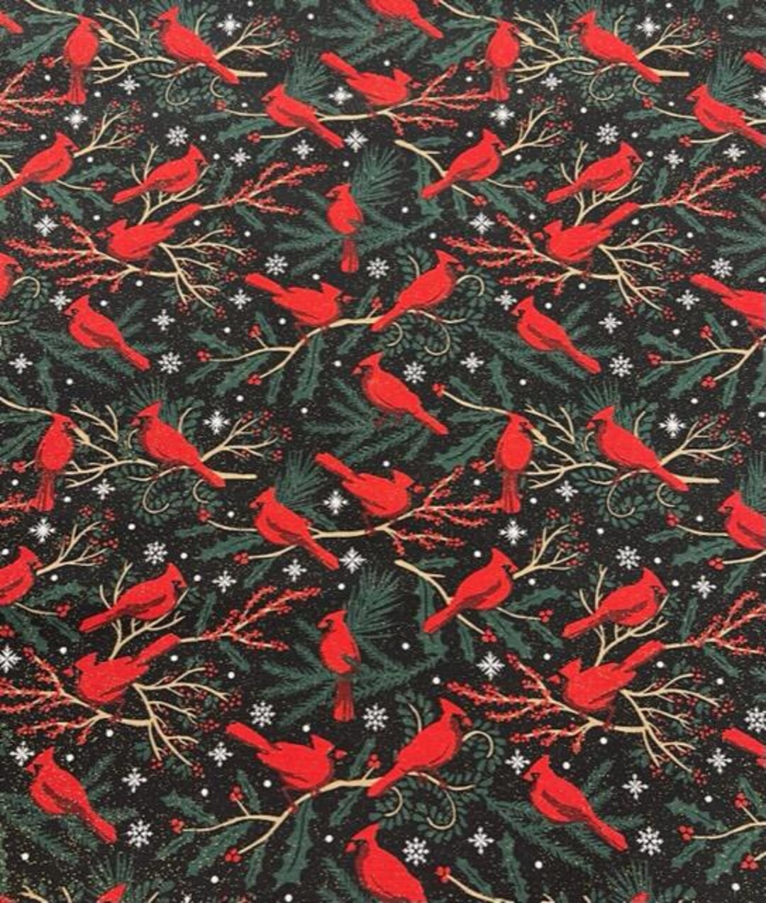 Red Bird Fabric, 100% Cotton Fabric, Beautiful Fabric, Red Cardinal ...