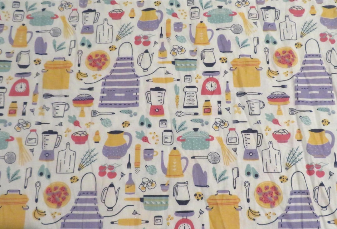 Cooking Design Fabric, Chefs Fabric, Beautiful 100% Cotton Fabric ...