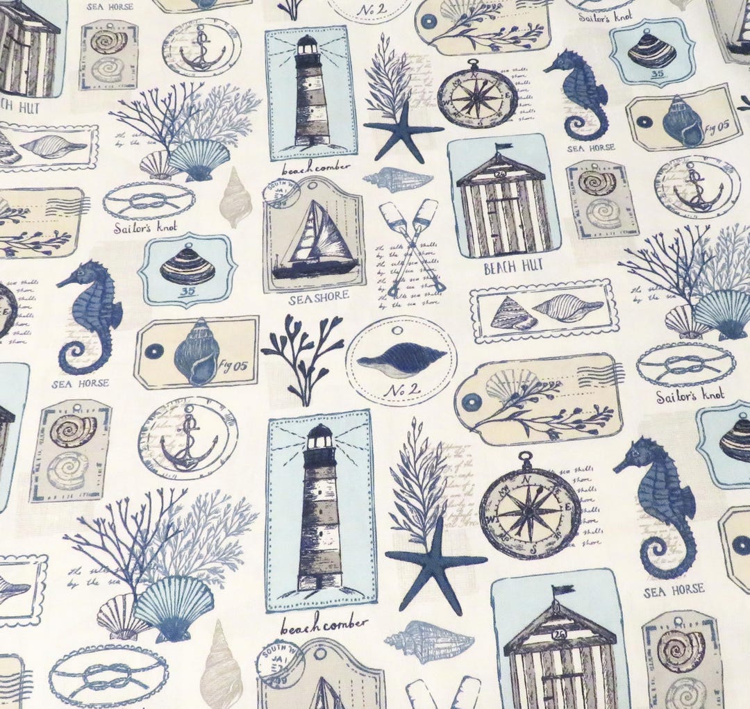 Beach Design Fabric, Upholstery Fabric, Fabric by the Yard, Outdoor ...
