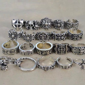 925 Sterling Silver Retro Style Adjustable Rings S925 Cross - Etsy