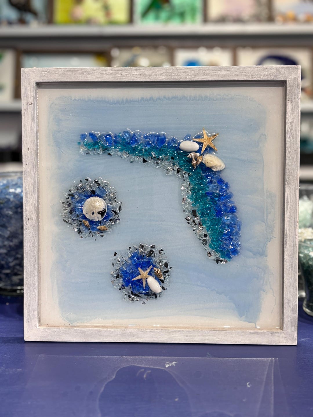 Do It Yourself (DIY) Resin Art Kit, Florida Sea Glass Picture, Shell ...