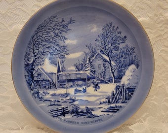 Currier and Ives Winter Scene Plate - Etsy