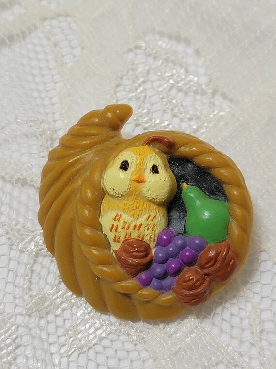 Hallmark Cornucopia Lapel Pin, Vintage 1986, Thanksgi… - Gem