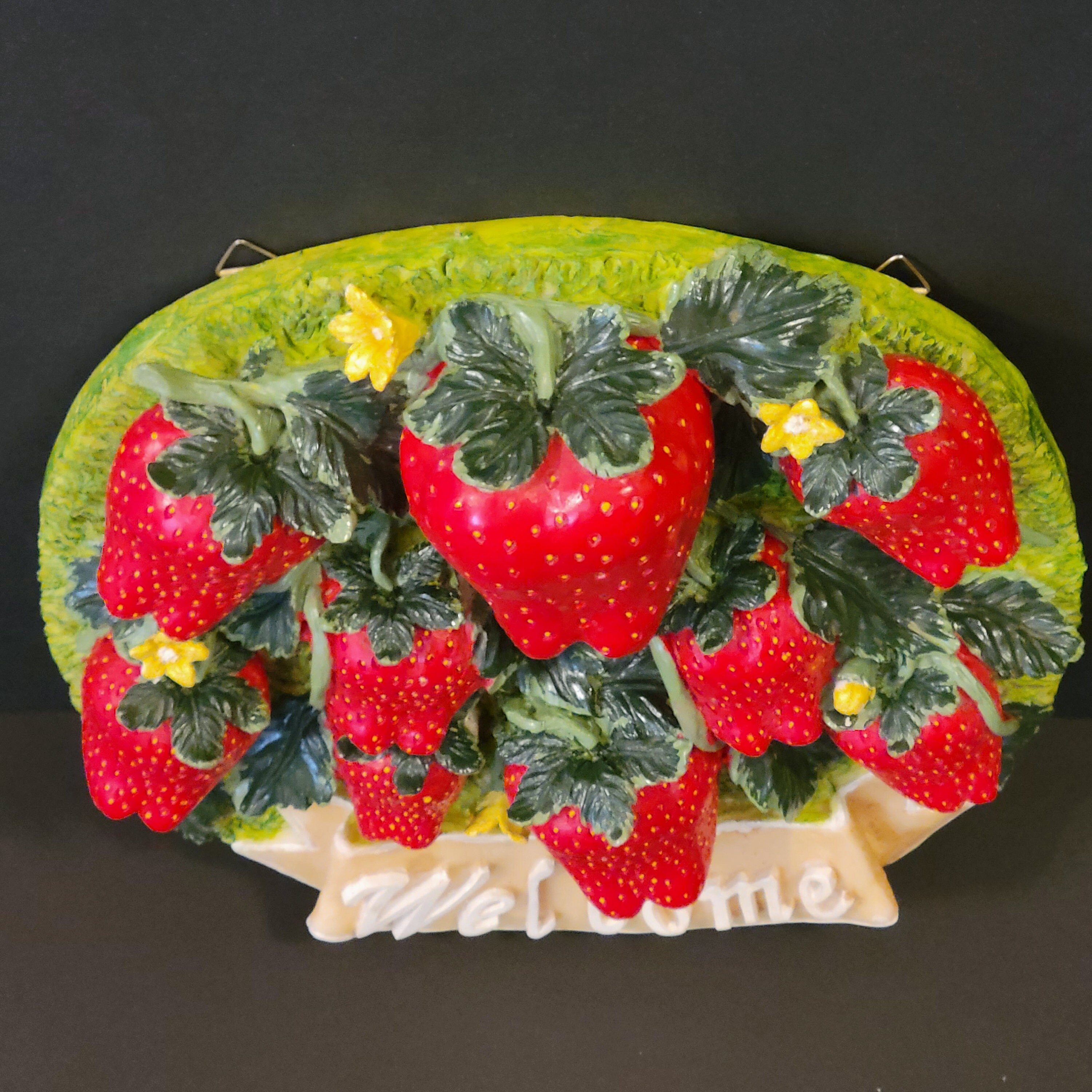 Wall Art Sign, Strawberries, Welcome, KMC Design, Hand Painted, 11 ...