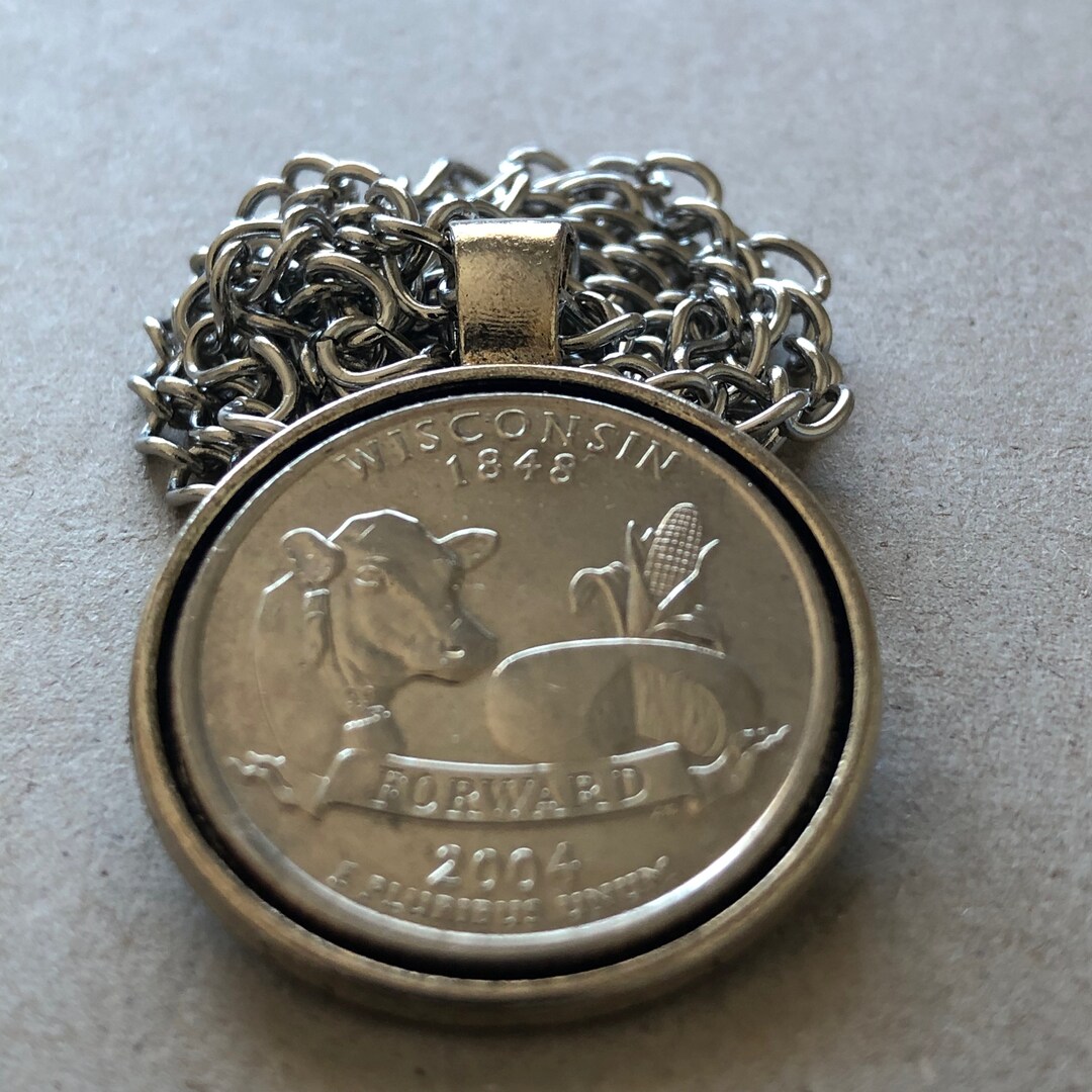 Wisconsin Coin Necklace - 2004 Quarter - Etsy