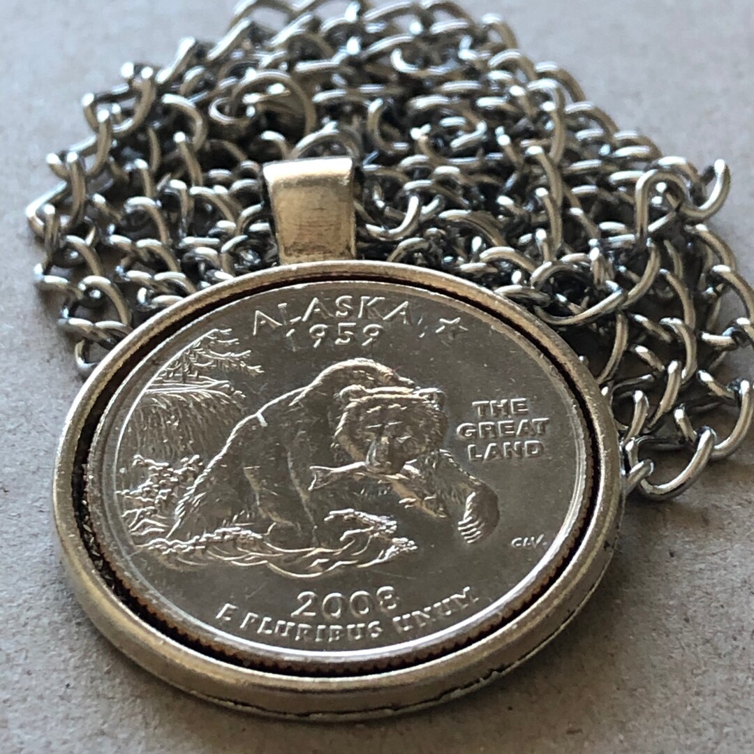 Alaska Coin Necklace 2008 Quarter - Etsy
