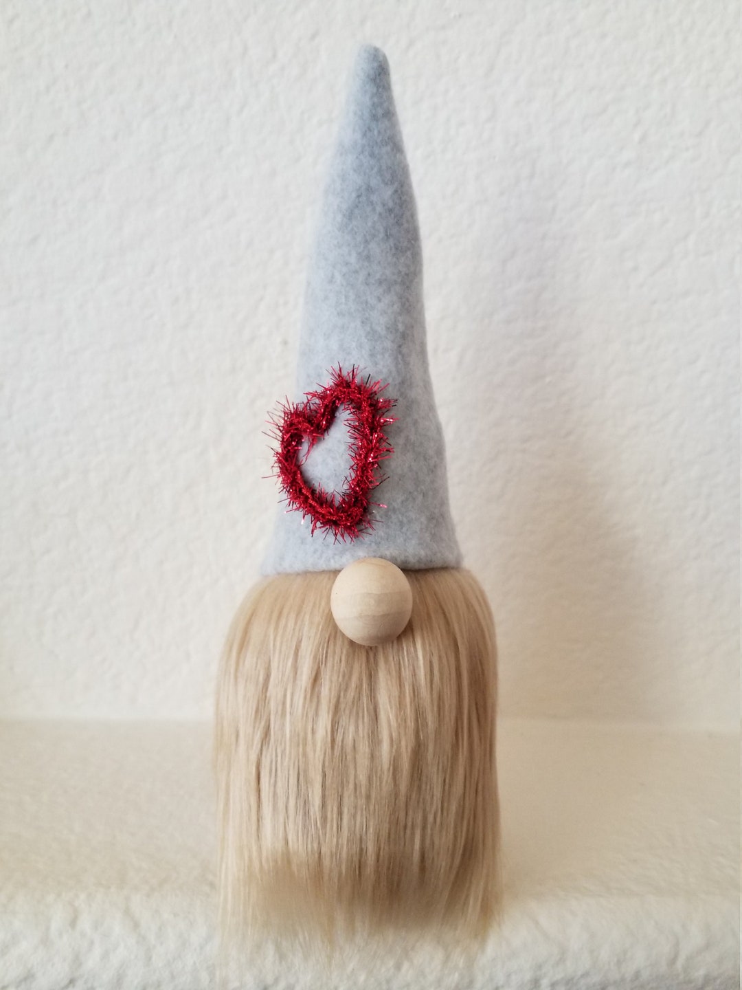 Gnome With Heart, Red Heart Gnome, Grey Gnome, Office Decoration, Gnome ...