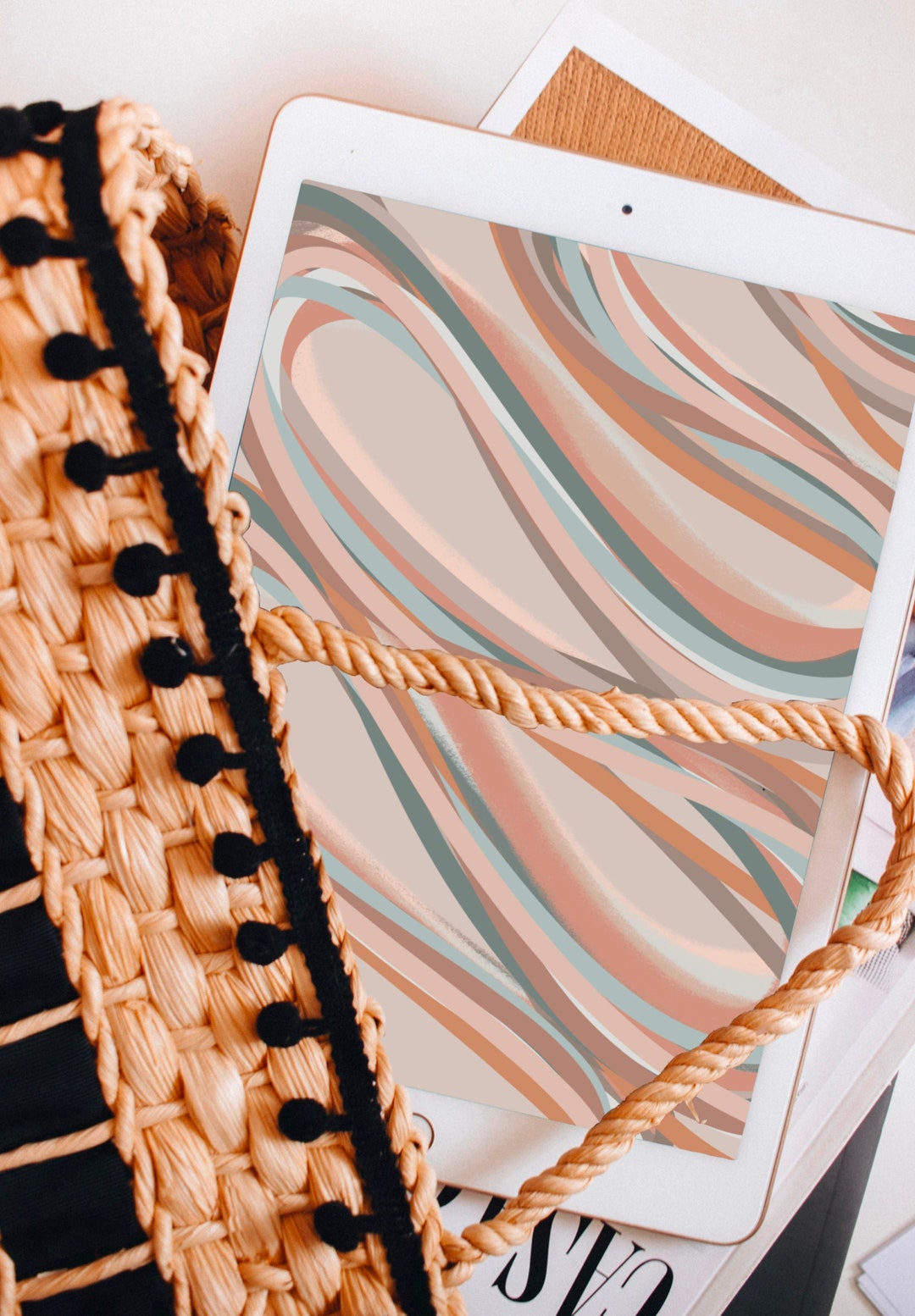 Boho iPad Wallpaper - Curvy Aesthetic Line Art - Etsy