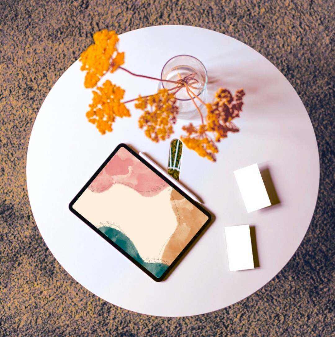 Boho iPad Wallpaper Minimalist - Color Block - Aesthetic Black Vines - Etsy