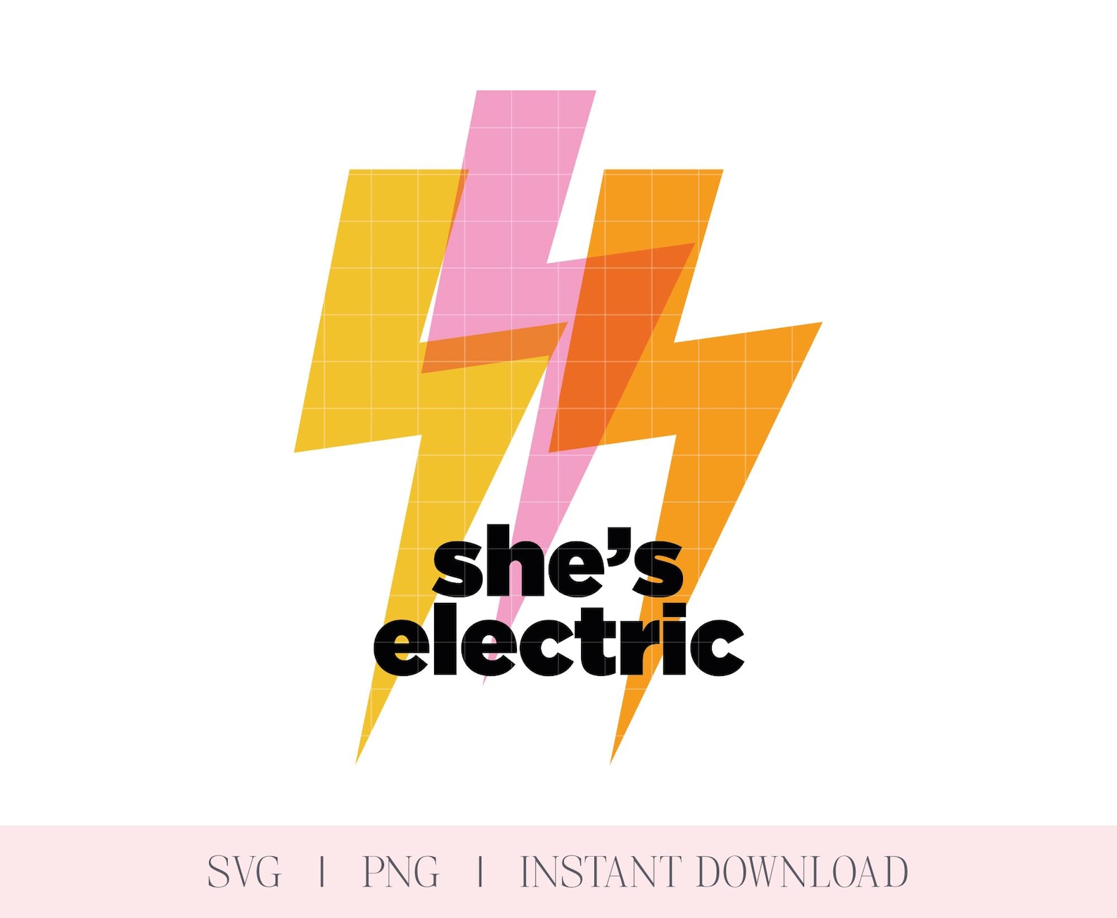 Oasis She's Electric SVG PNG: 90s Indie Neon Lightning Bolt (digital ...