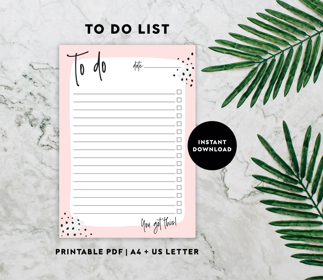 Pink to Do List Printable: Daily Planner (A4, US Letter) (digital ...